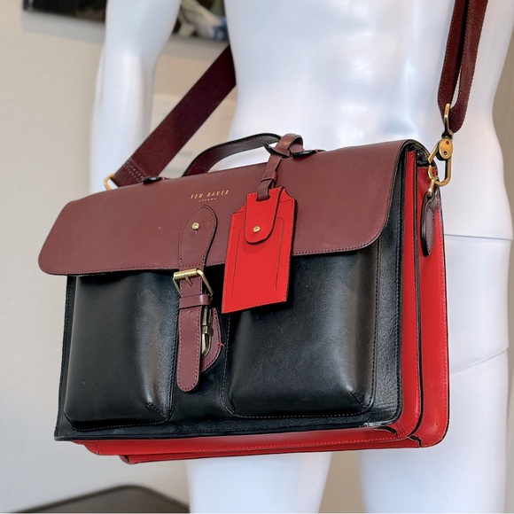 Ted Baker | Bags | Ted Baker Tri Color Calfskin Messengerwork Bag ...